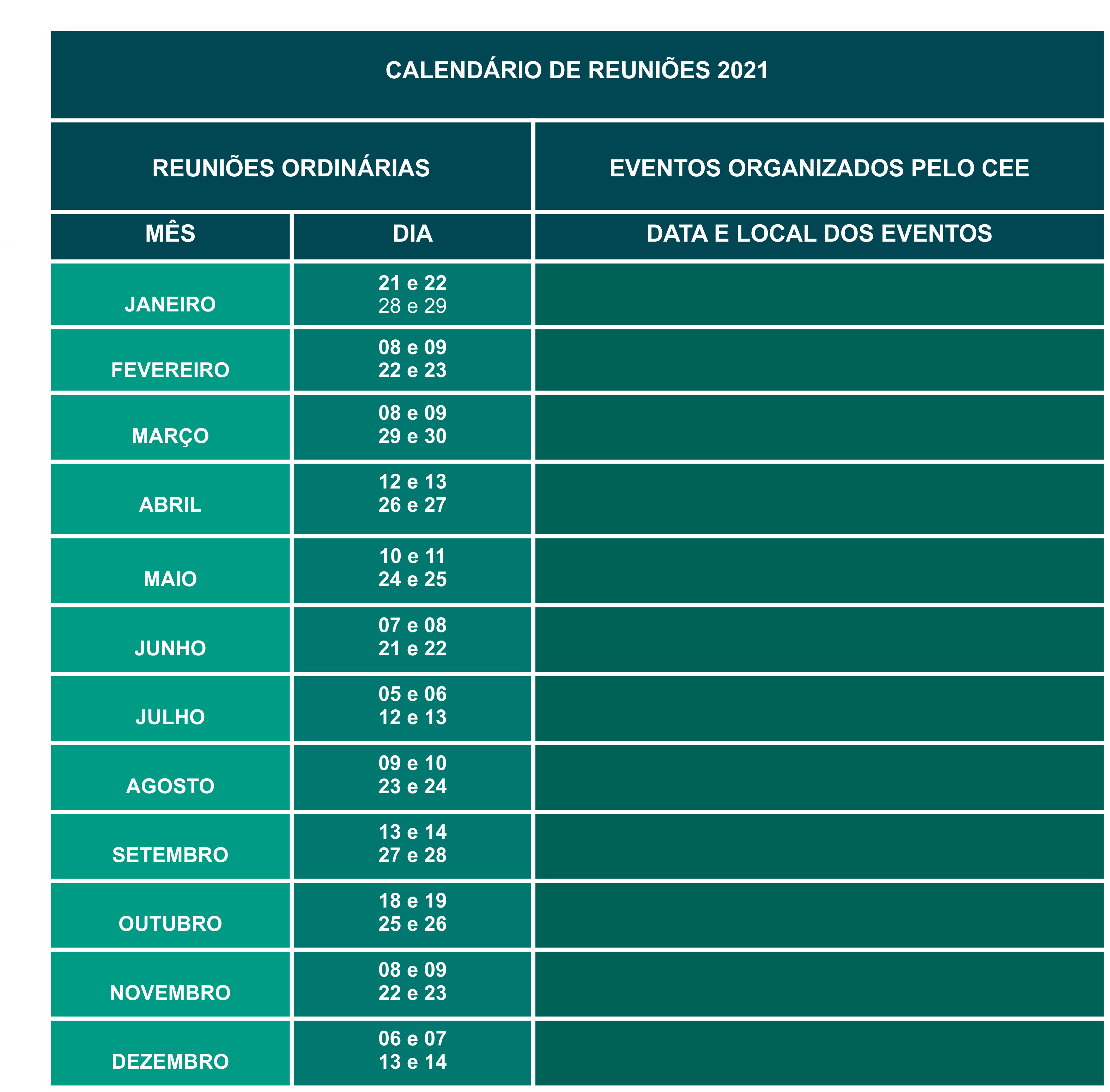 CalendÁrio De ReuniÕes